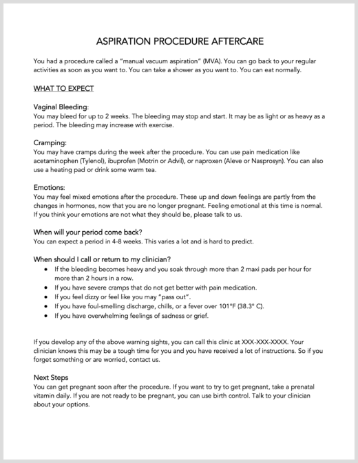 Reproductive Health Access Project | 2023-11-Apiration Procedure ...