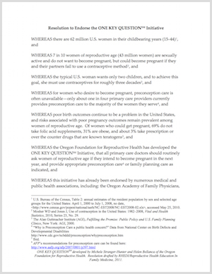 Reproductive Health Access Project | Endorse the One Key Question ...