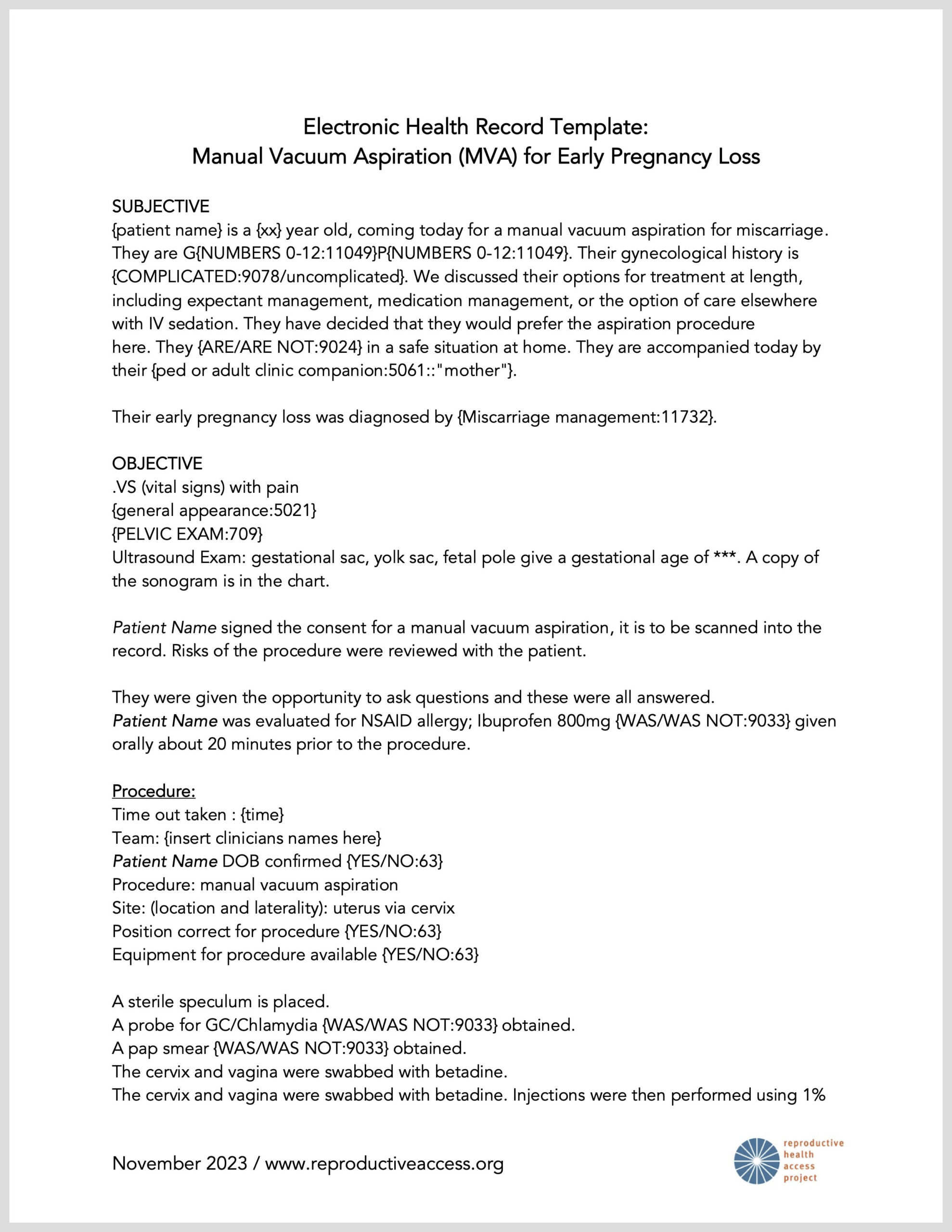 Reproductive Health Access Project | 2023-11-EHR Template-MVA for EPL ...