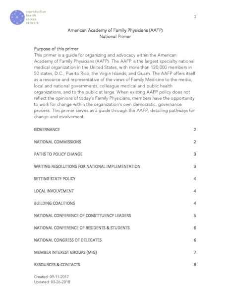 Reproductive Health Access Project | AAFP National Primer - Reproductive Health Access Project