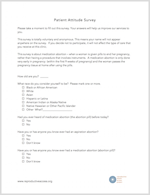 Reproductive Health Access Project | Patient Attitude Survey ...