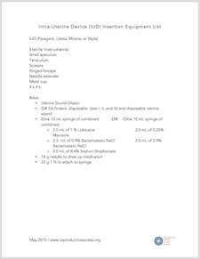 Reproductive Health Access Project | IUD Insertion and Removal Equipment and Supplies List