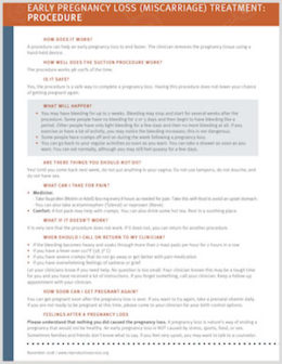 Reproductive Health Access Project | Early Pregnancy Loss (Miscarriage) Treatment: Procedure ...