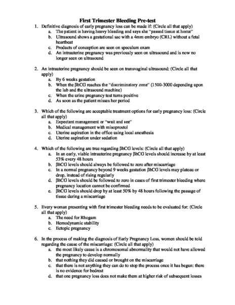 Reproductive Health Access Project | First Trimester Bleeding Pretest ... Reproductive Health Access Project | First Trimester Bleeding Pretest ...