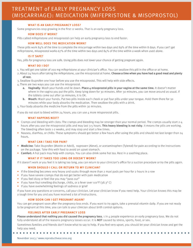 Reproductive Health Access Project | Early Pregnancy Loss (Miscarriage ...