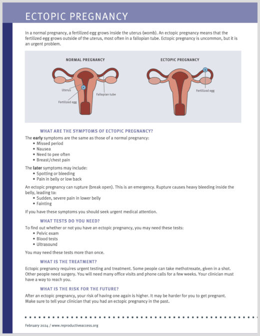 Reproductive Health Access Project | Ectopic Pregnancy Fact Sheet ...