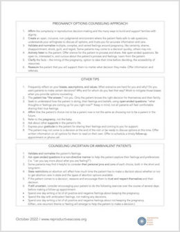 Reproductive Health Access Project | Pregnancy Options Counseling Model ...