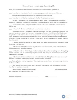 Reproductive Health Access Project | Consent Form for a Remote Abortion ...