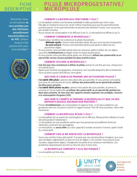 Reproductive Health Access Project 2021 02 Factsheet Mini Pill Fr