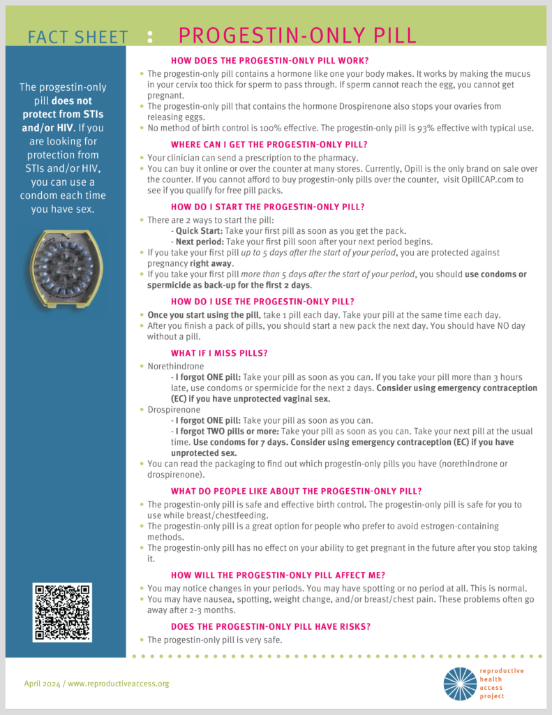 Reproductive Health Access Project | Progestin-Only Pill User Guide ...