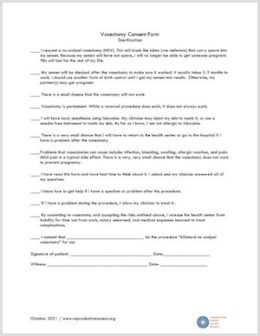 Reproductive Health Access Project | Vasectomy Consent Form ...