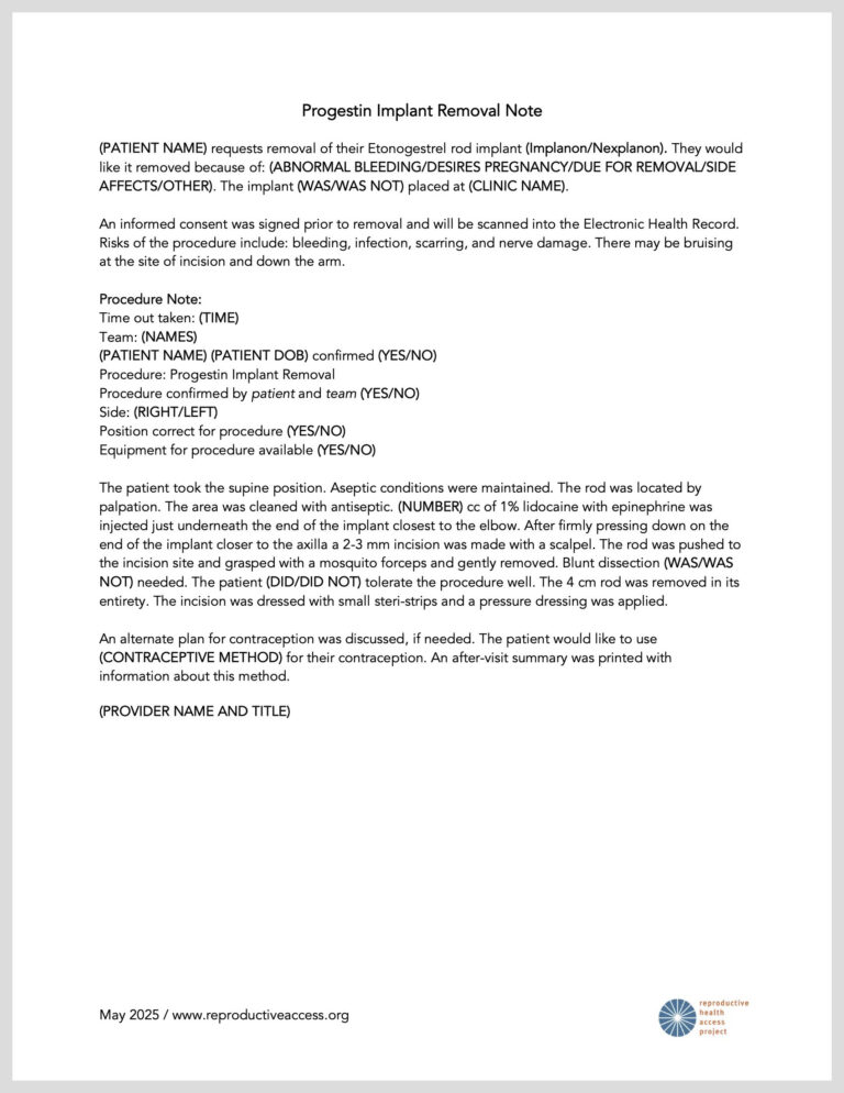 Reproductive Health Access Project | Electronic Health Record Template ...