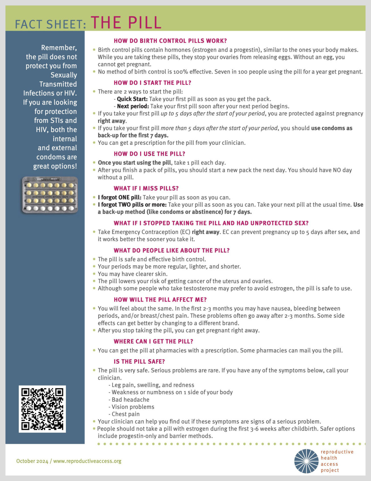 Reproductive Health Access Project | Pill User Guide - Reproductive ...