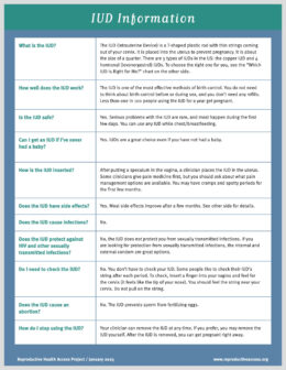 Reproductive Health Access Project | IUD Fact Sheet