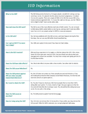 Reproductive Health Access Project | IUD Fact Sheet