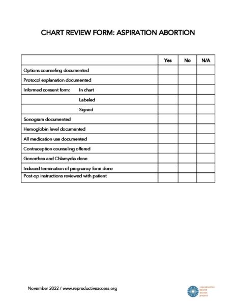 Reproductive Health Access Project | 2022-11-MVA-Chart-Review-Form ...