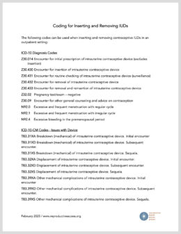 Reproductive Health Access Project | Coding for IUD insertion and removal