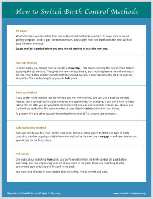 Reproductive Health Access Project | How to Switch Birth Control ...