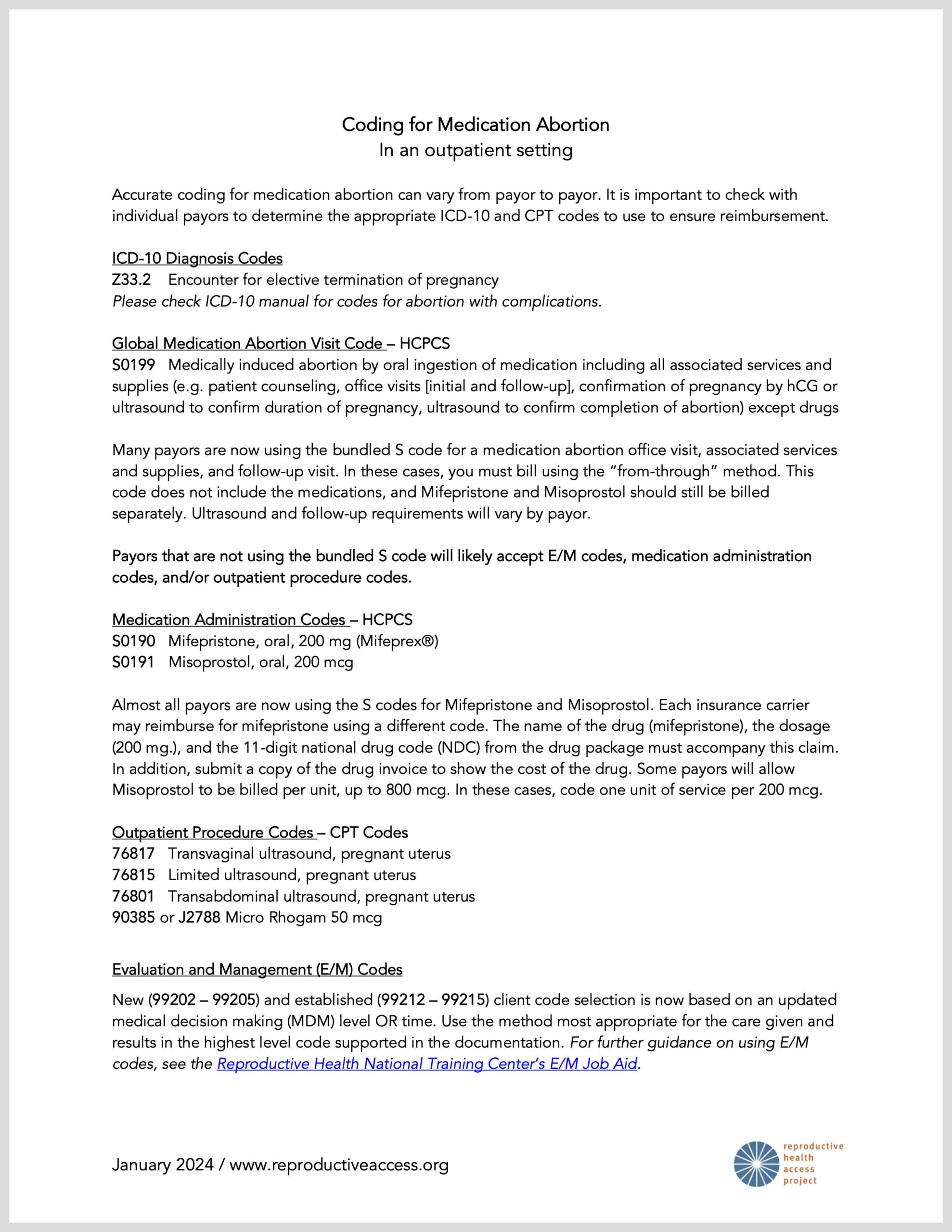 Reproductive Health Access Project | Coding for Medication Abortion - Reproductive Health Access ...