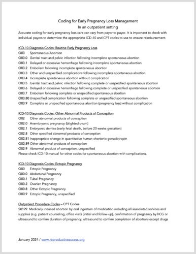 Reproductive Health Access Project | Coding for Miscarriage Care (Early ...