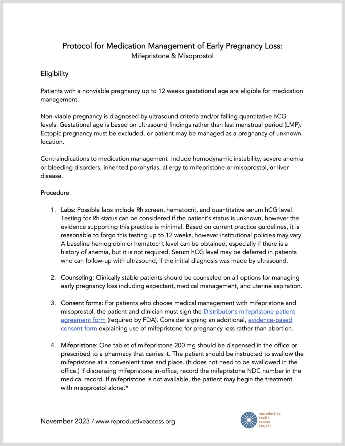 Reproductive Health Access Project 2023 11 Med Mngmt Of Miscarriage