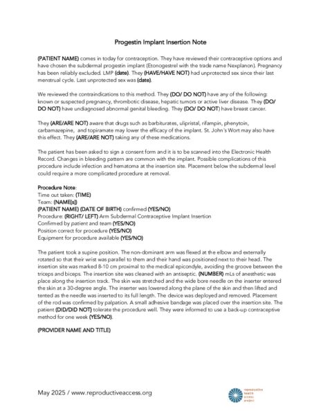 Reproductive Health Access Project | 2025-05-EHR-Template-Implant ...