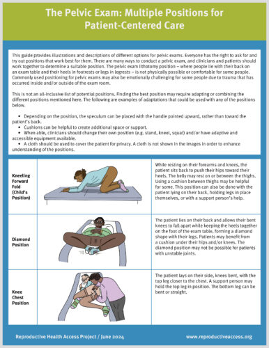Reproductive Health Access Project | The Pelvic Exam: Multiple ...