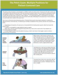 Reproductive Health Access Project | The Pelvic Exam: Multiple ...