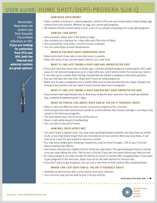 Reproductive Health Access Project | The Home Shot / Depo-Provera Sub-Q ...