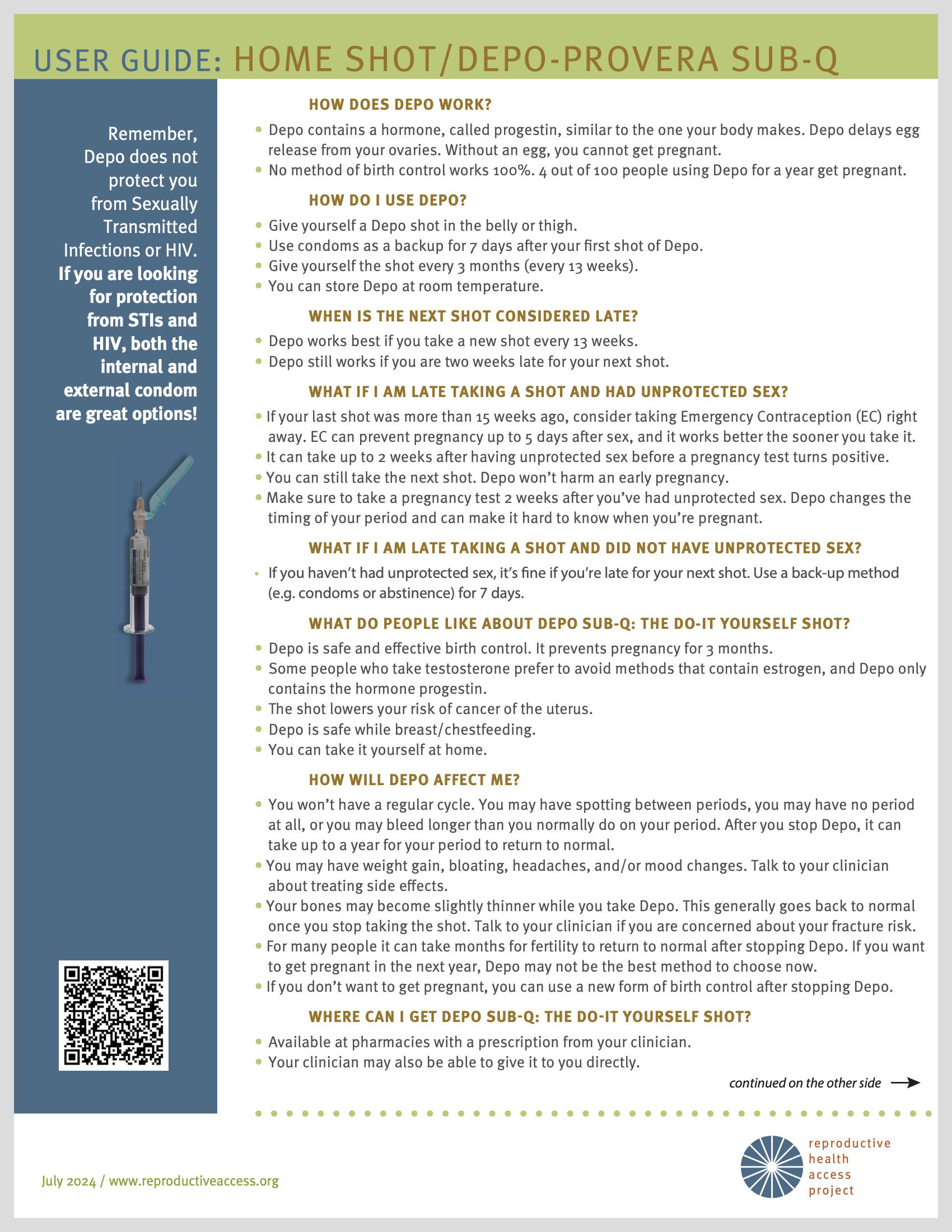 Reproductive Health Access Project | The Home Shot / Depo-Provera Sub-Q ...