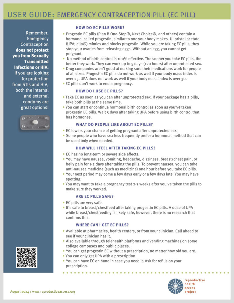 Reproductive Health Access Project | Emergency Contraception User Guide ...