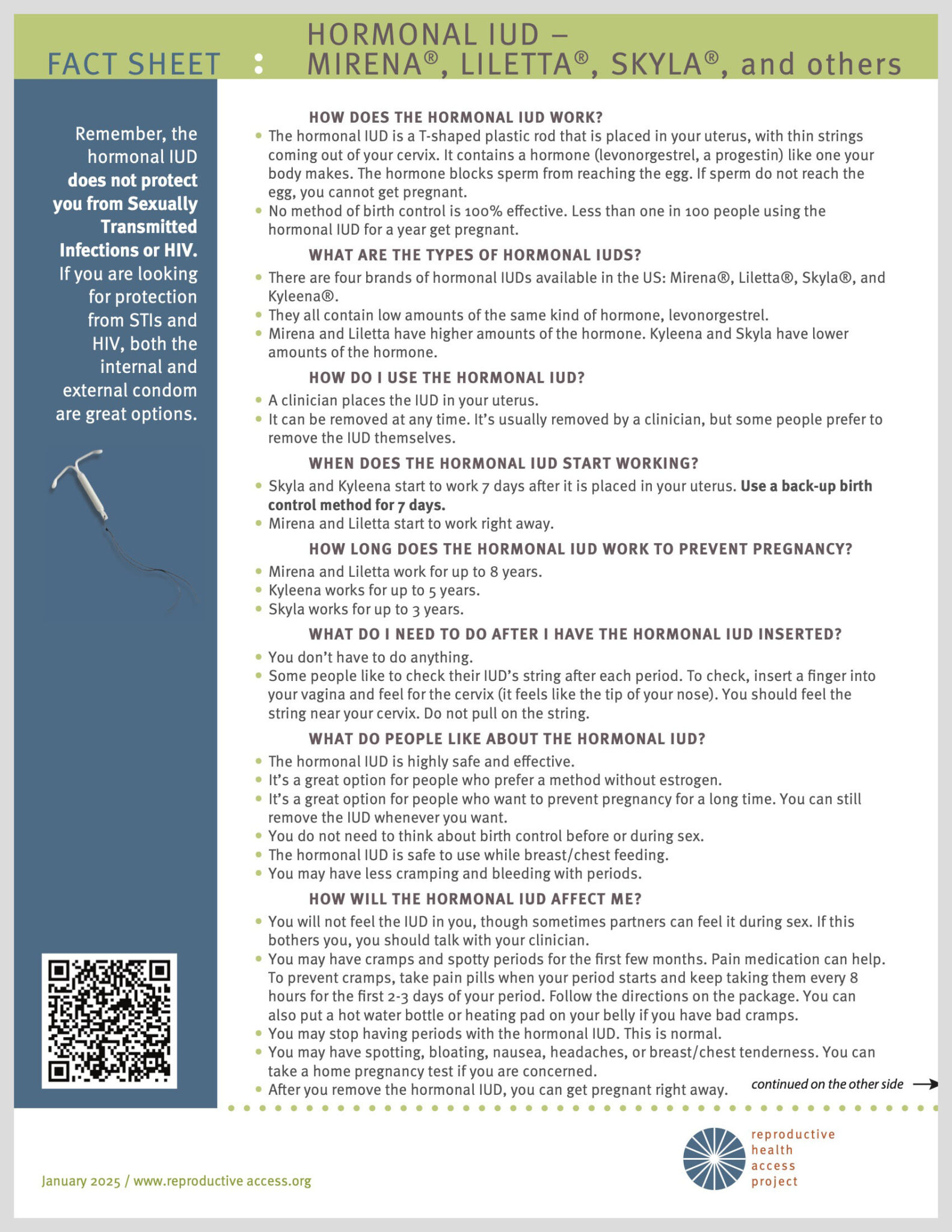 Reproductive Health Access Project | Hormonal IUD User Guide ...
