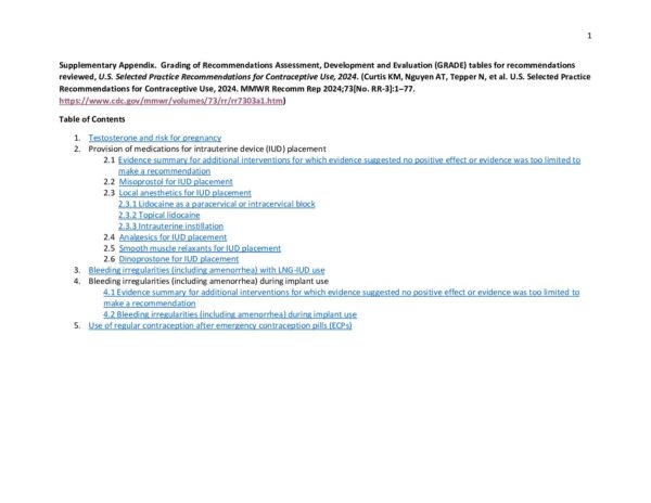 Reproductive Health Access Project | SPR GRADE Tables - Reproductive Health Access Project
